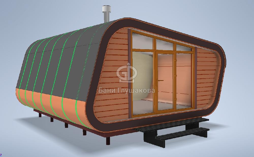 Баня «Танк Пизанский» 5,3х6 v3 с печью и отделкой под ключ, цена от ...