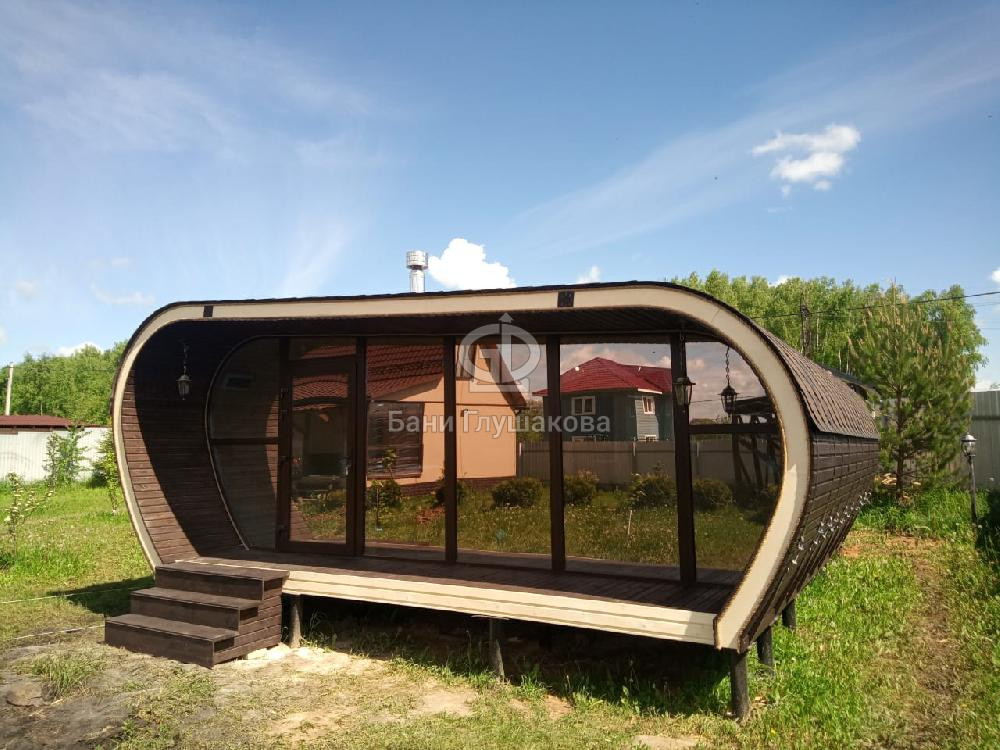 Баня «Танк Армата» 6х6 с террасой с печью и отделкой под ключ, цена от ...