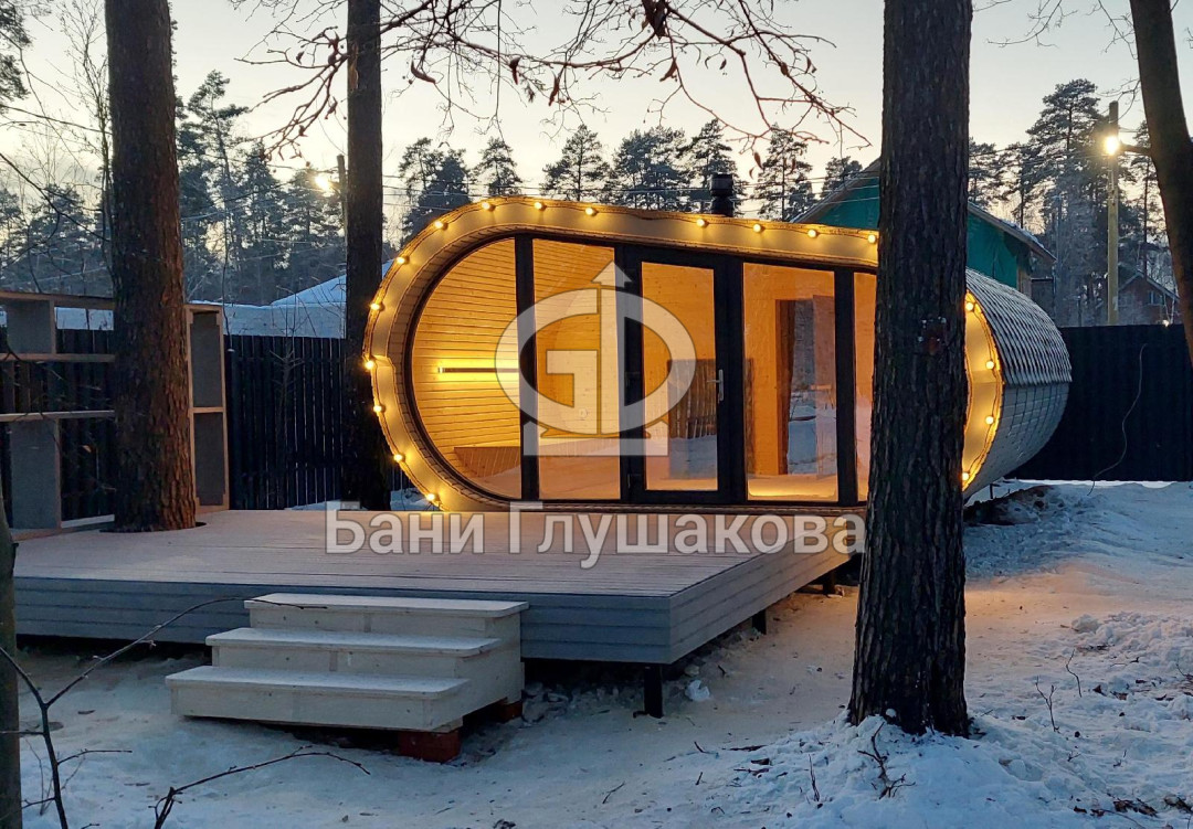 Баня «Танк» 5х6 с террасой и подиумом с печью и отделкой под ключ, цена ...