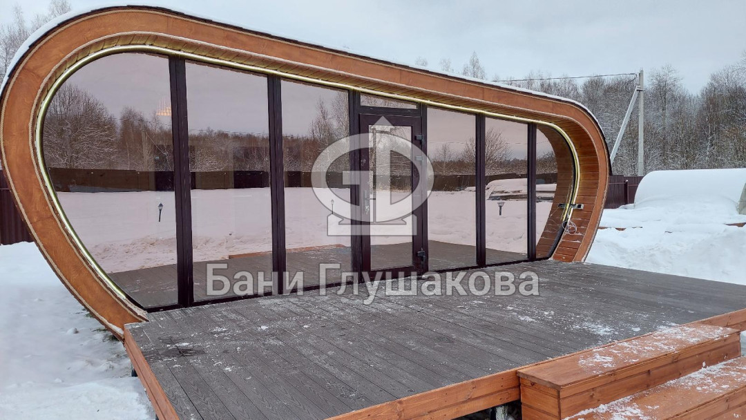 Баня «Танк Армата» 7х8 с террасой с печью и отделкой под ключ, цена от ...