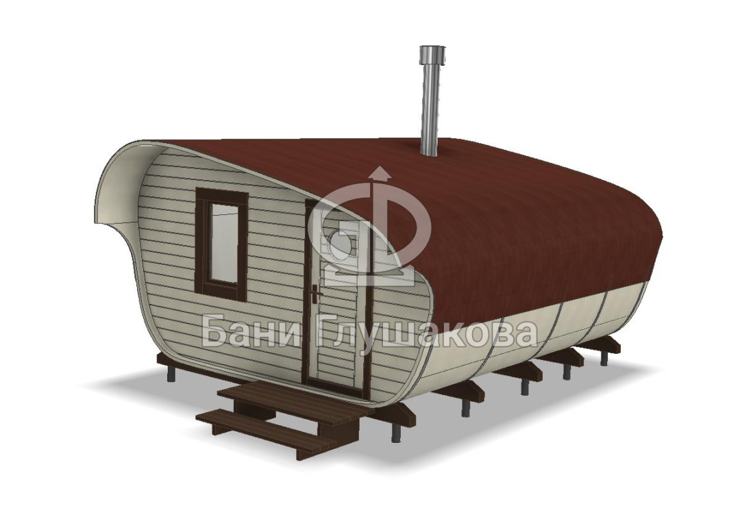 Проект №42300337: Баня «Танк» из бочковой доски 4,5х5,7 с печью и ...