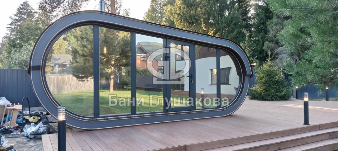 Баня «Танк Панорама» 6х6 с подиумом с печью и отделкой под ключ, цена ...